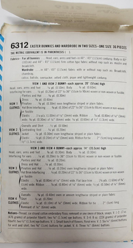 Simplicity 6312 Easter Bunnies and Wardrobe in 2 Sizes Sewing Pattern ...