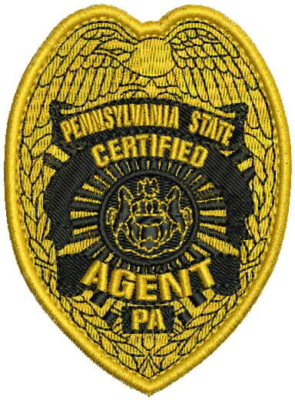 PA state Certified agent Embroidery patches 3x3.75 hook on back BLACK ...