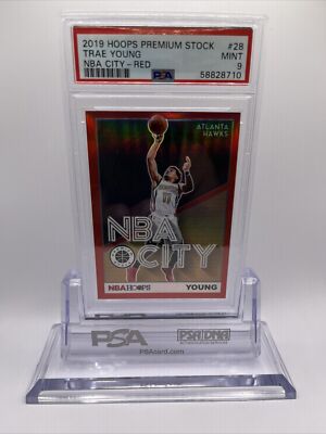 2019 Hoops Premium Stock Trae Young Red Prizm Refractor NBA City #28 ...