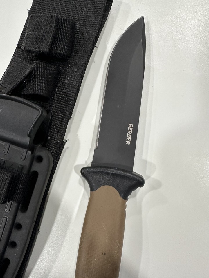 Gerber Prodigy Fixed Blade Knife Coyote Brown Tan Grip Discontinued USA ...