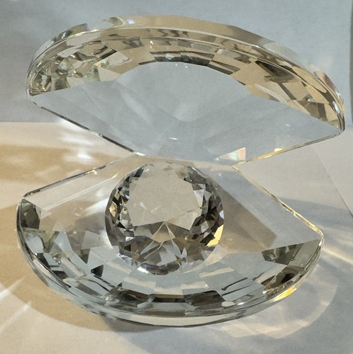 CLEAR CRYSTAL OYSTER CLAM SHELL WITH DIAMOND SHAPE CRYSTAL CENTER ...