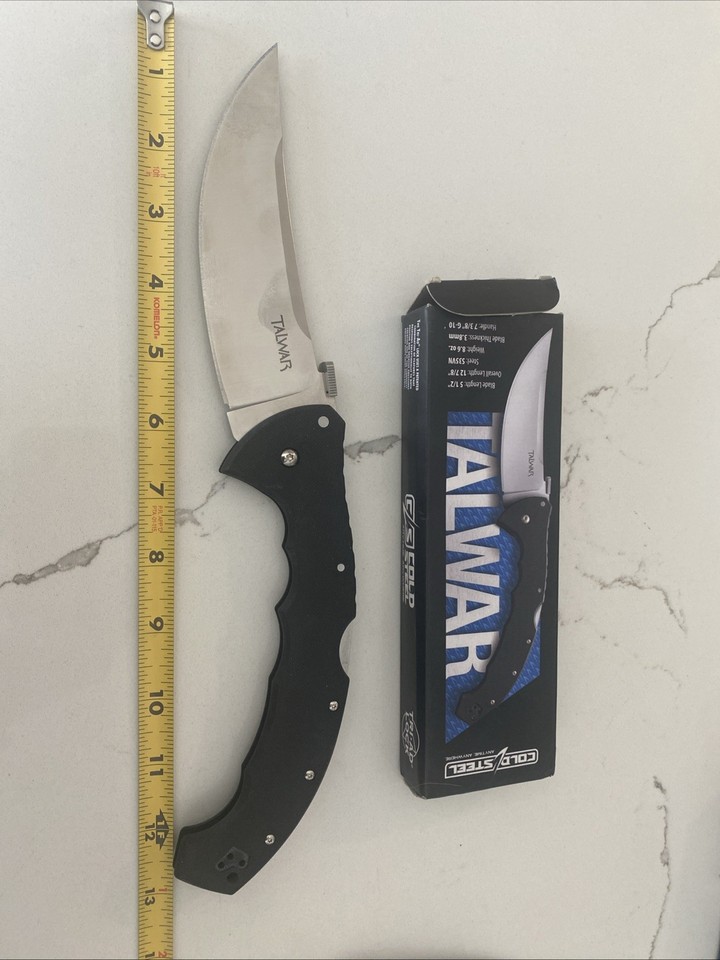 Cold Steel Folding Knife Talwar Straight Back Blade with Tri-Ad Lock ...