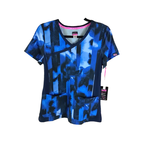 Koi Lite Stretch Women's Scrub Top Size XS Blue Stripe No Iron | eBay