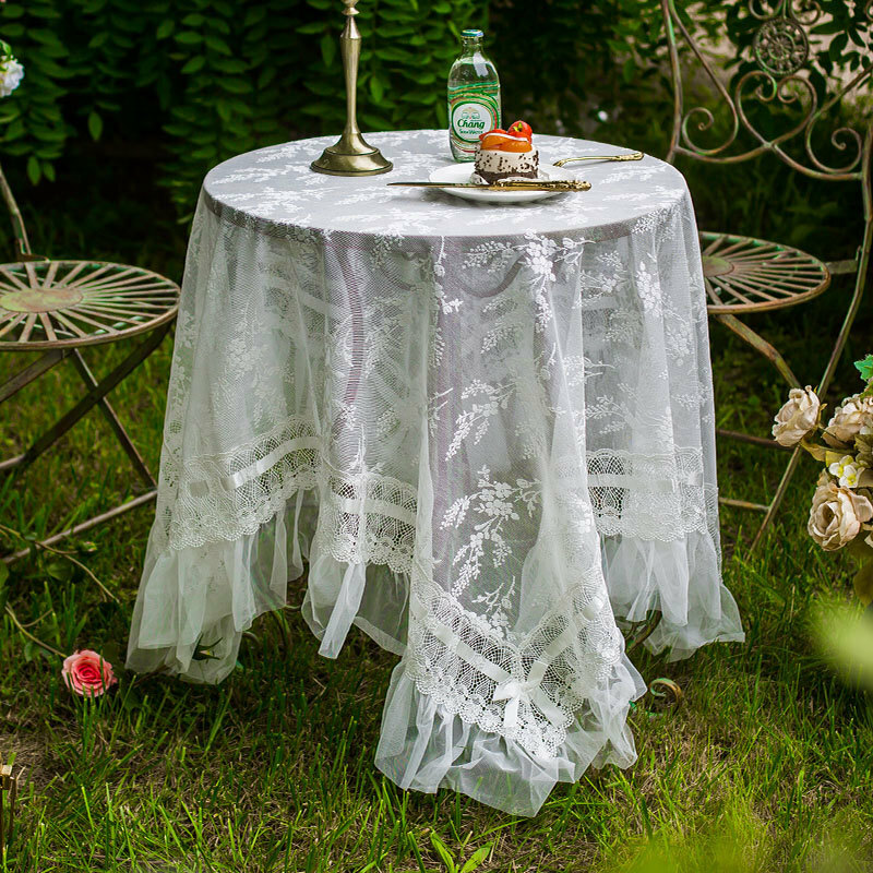 Elegant White Lace Rectangle Tablecloth Square Night Table Cover Home ...