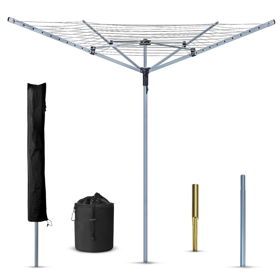 Heavy Duty 60m 4 Arm Rotary Dryer Airer Outdoor Clothes Washing Line ...