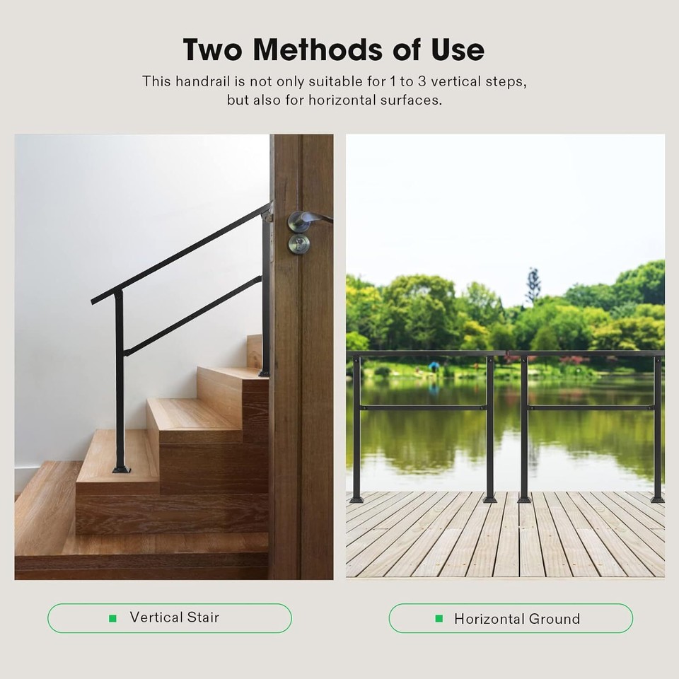 2/3/4/5/6 Steps Outdoor Wrought Iron Handrail,Adjustable Height Stair ...