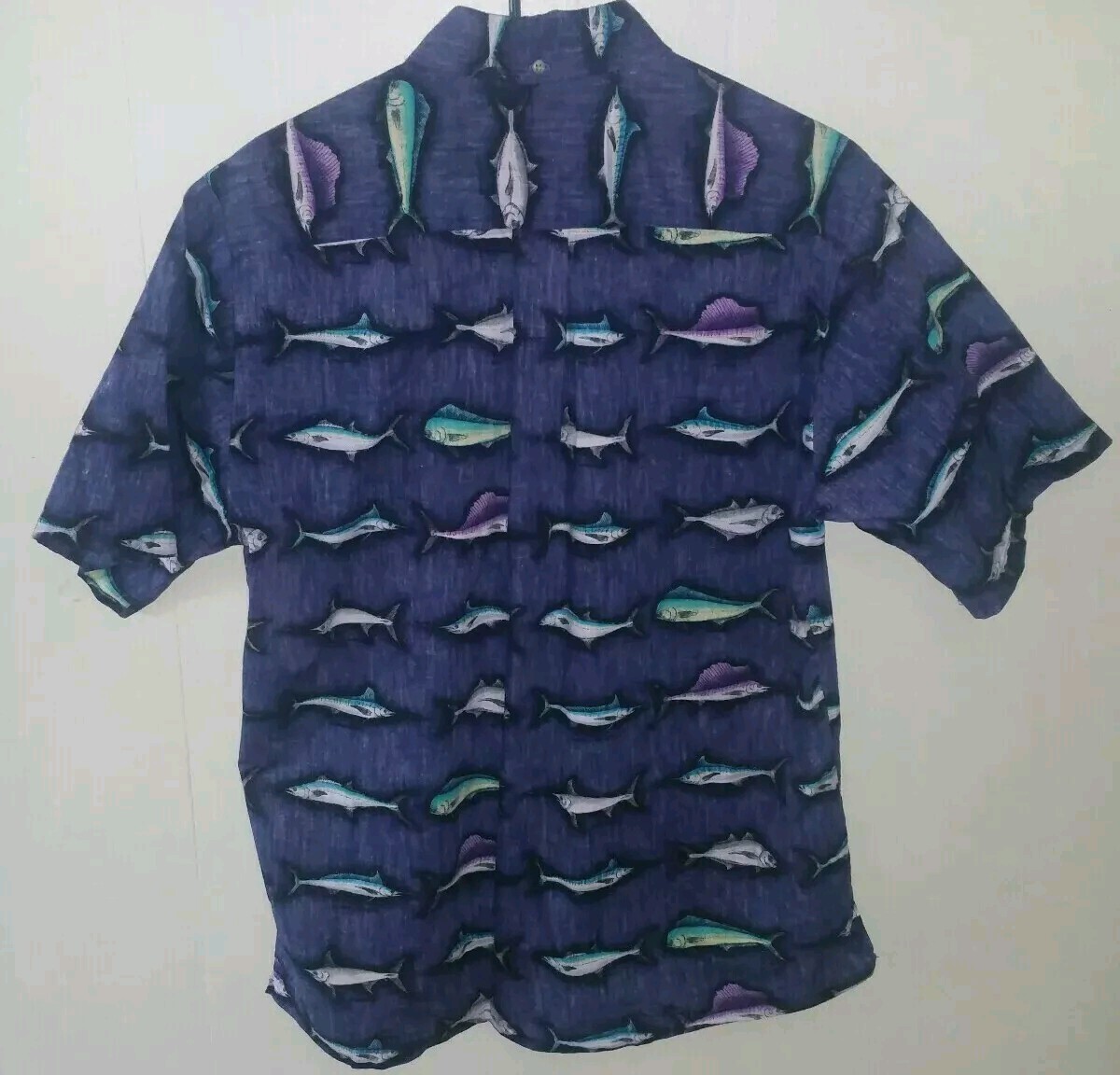 Kahala Sport Fish Division Button Up Shirt, Fush Print Blue Men Size ...