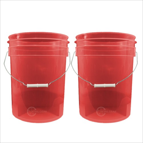 2 X Ultimate Clear Transparent Car Wash Bucket RED - 20L 5 Gallons ...