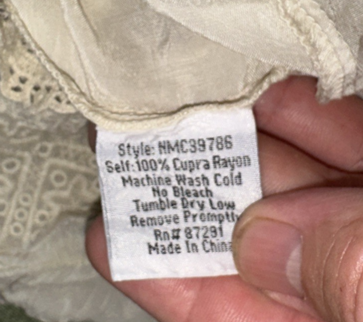 JOHNNY WAS CREAM COLOR ;ACE TRIM TIE FRONT CASUAL SHORT SLEEVE TOP Sz L ...