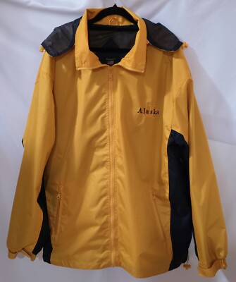 Cheneral Yellow Windbreaker Jacket With Hood Embroidered Alaska On ...