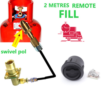 REMOTE REFILL PROPANE gas lpg BOTTLE SET 2 metres with swivel and non ...