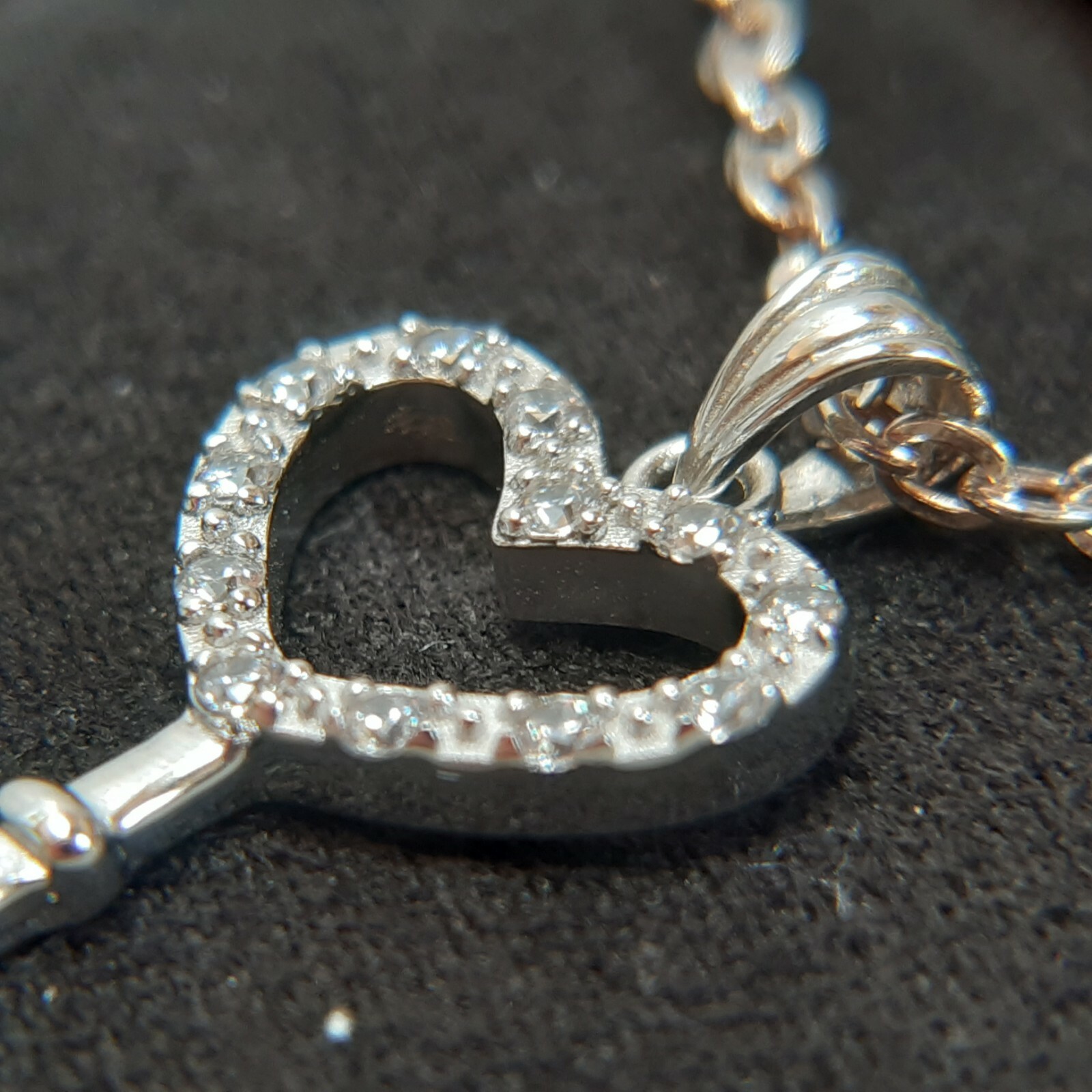 925 Sterling Silver CZ Key Heart Pendant Charm 30cm Chain Necklace | eBay