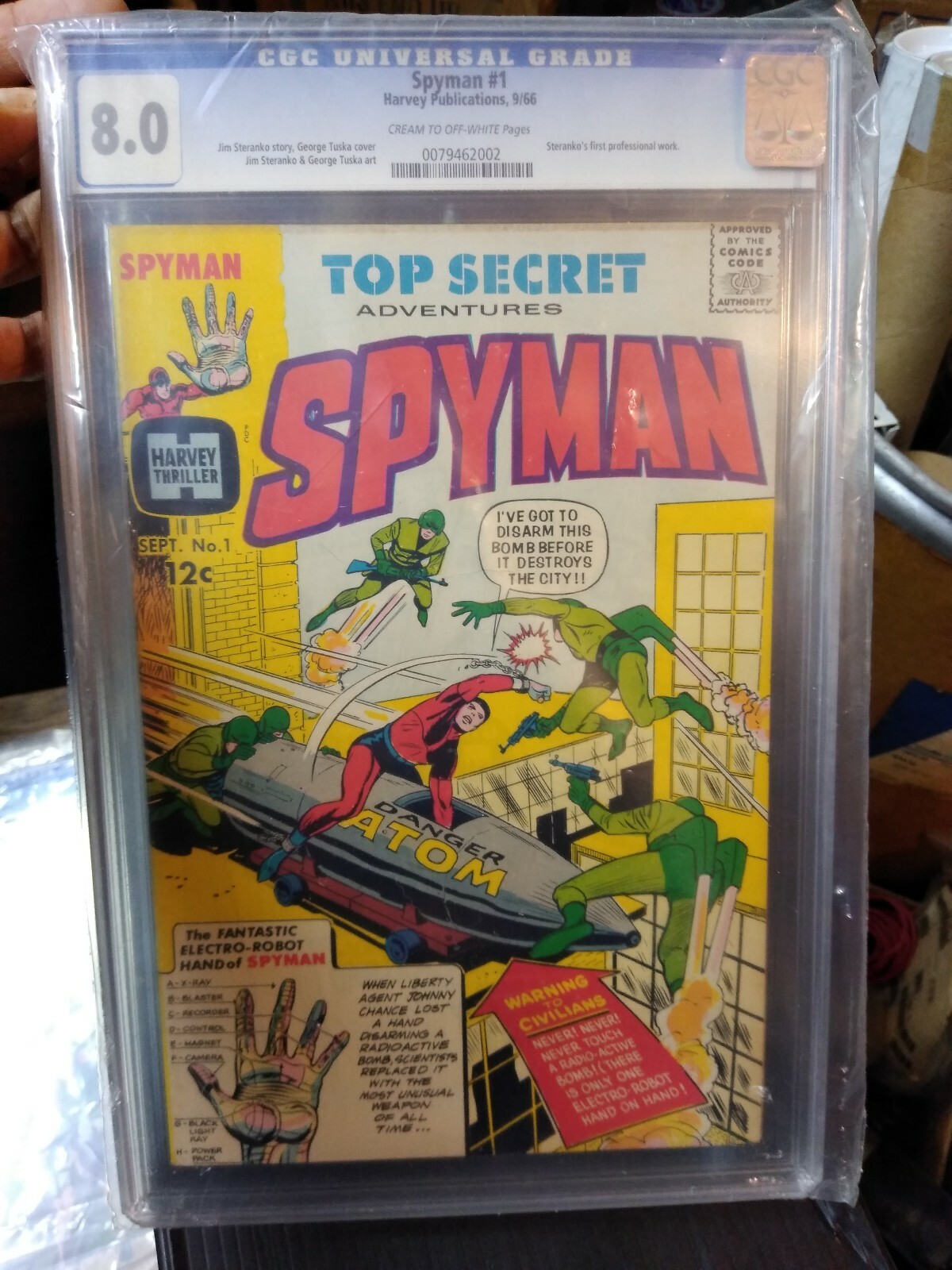 SPYMAN #1 (Harvey Pub.) CGC 8 VF 1st Steranko Comic Book Origin of ...