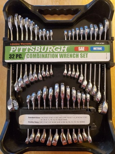 BRAND NEW Pittsburgh 32pc Combination Wrench Set SAE/metric USA SELLER ...