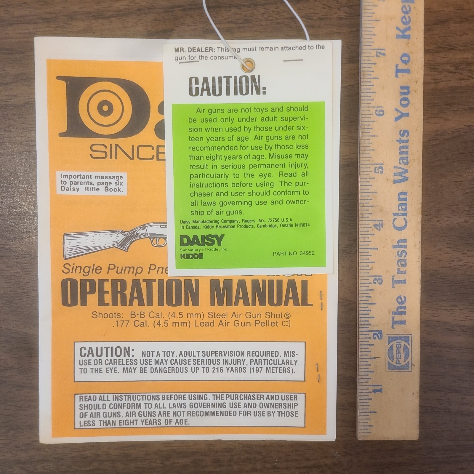 VTG DAISY MODEL 840 PUMP ACTION BB .177 AIR RIFLE GUN OWNER'S OPERATION ...