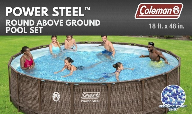 Coleman Power Steel Deluxe Above Ground Swimming Pool - 18ft x 48in for ...