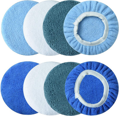Car Polishing Bonnet Pads-8Pcs 9 to 10 Inches Soft Microfiber Bonnet ...