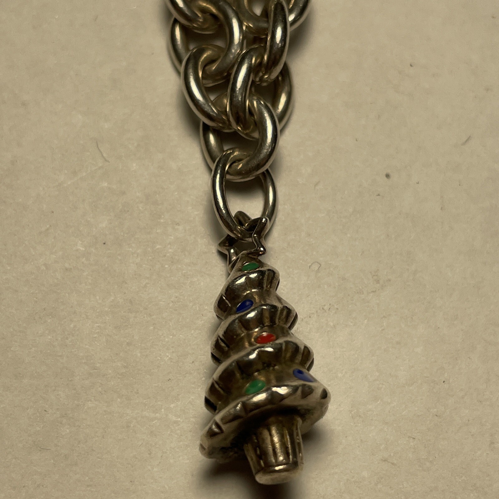 Tiffany & Co Sterling Enel Christmas Tree Charm on 7.… - Gem