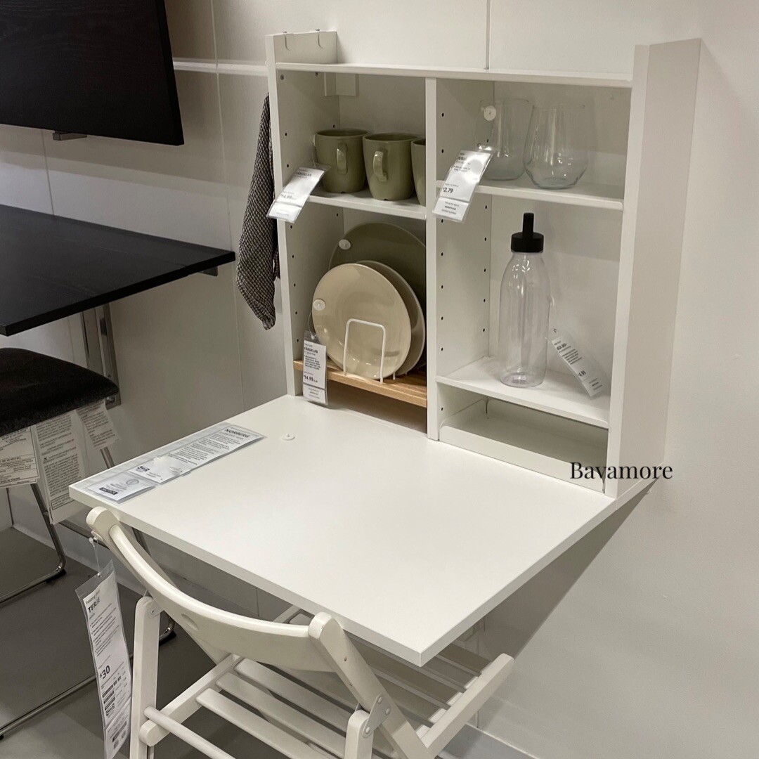 Ikea NORBERG Wall-mount drop-leaf tbl w storage, white, 25 1/4x23 5/8 ...