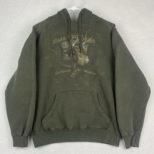 Bass Pro Shops Graphic Print Sweater Hoodie Adult Medium Green Hoodie ...
