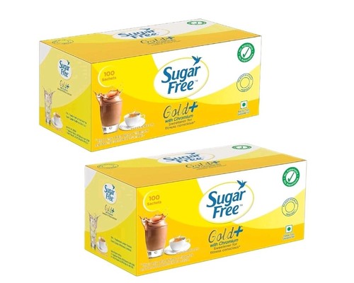 2 X Sugar Free Gold 100 Sachets Pack Of 2 Sweetner Sweet Low Calories ...