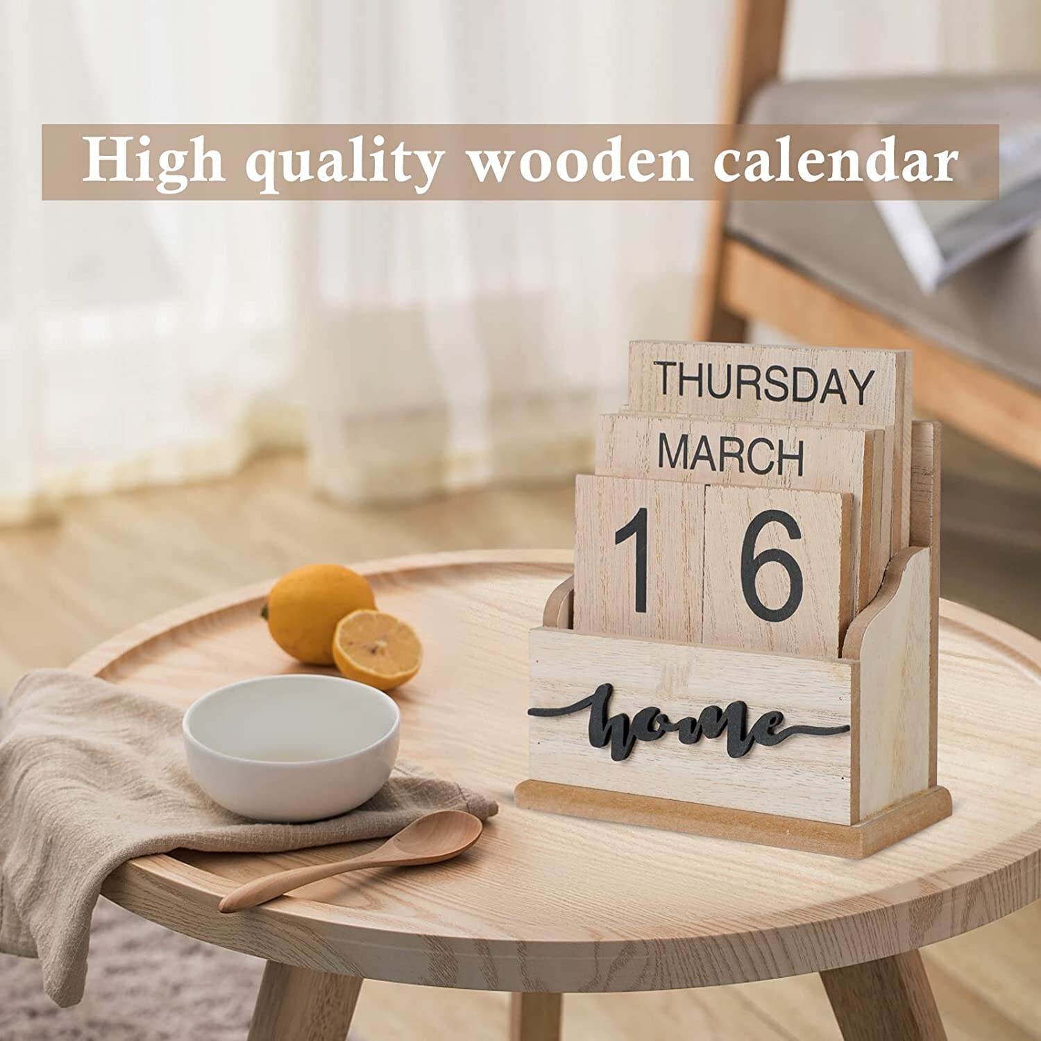 Reusable Wooden Calendar Decor w the words, "home" on Front NEW | eBay