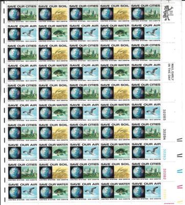 US SCOTT 1410 - 13 PANE OF 50 SAVE OUR SOIL STAMPS 6 CENT FACE MNH | eBay