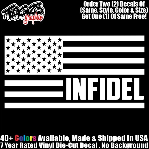 Infidel Flag DieCut Vinyl Window Decal Sticker Car Truck SUV JDM | eBay