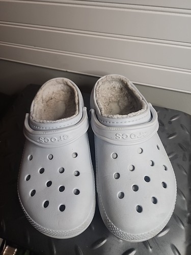 CROCS Light Blue Insulated Faux Fur Lined Unisex Shoes Slip On Sz Men 7 ...