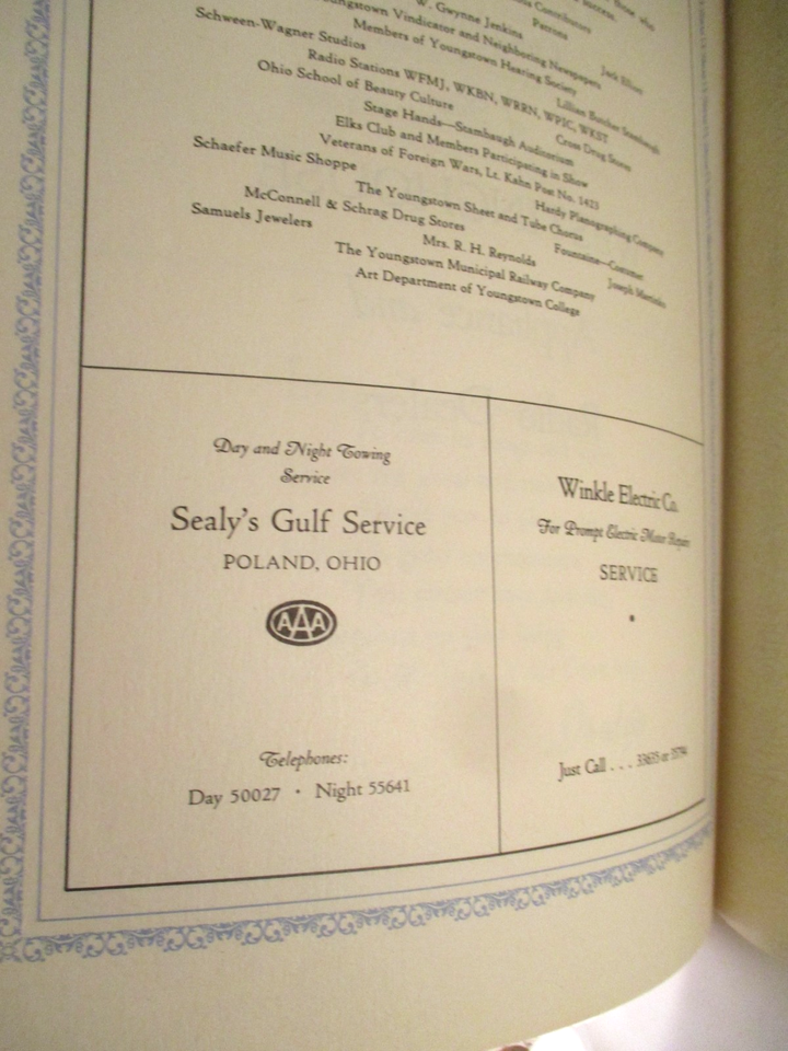 Vtg 1948 QUOTA MINSTREL QUOTA CLUB YOUNGSTOWN OH PROGRAM Stambaugh ...