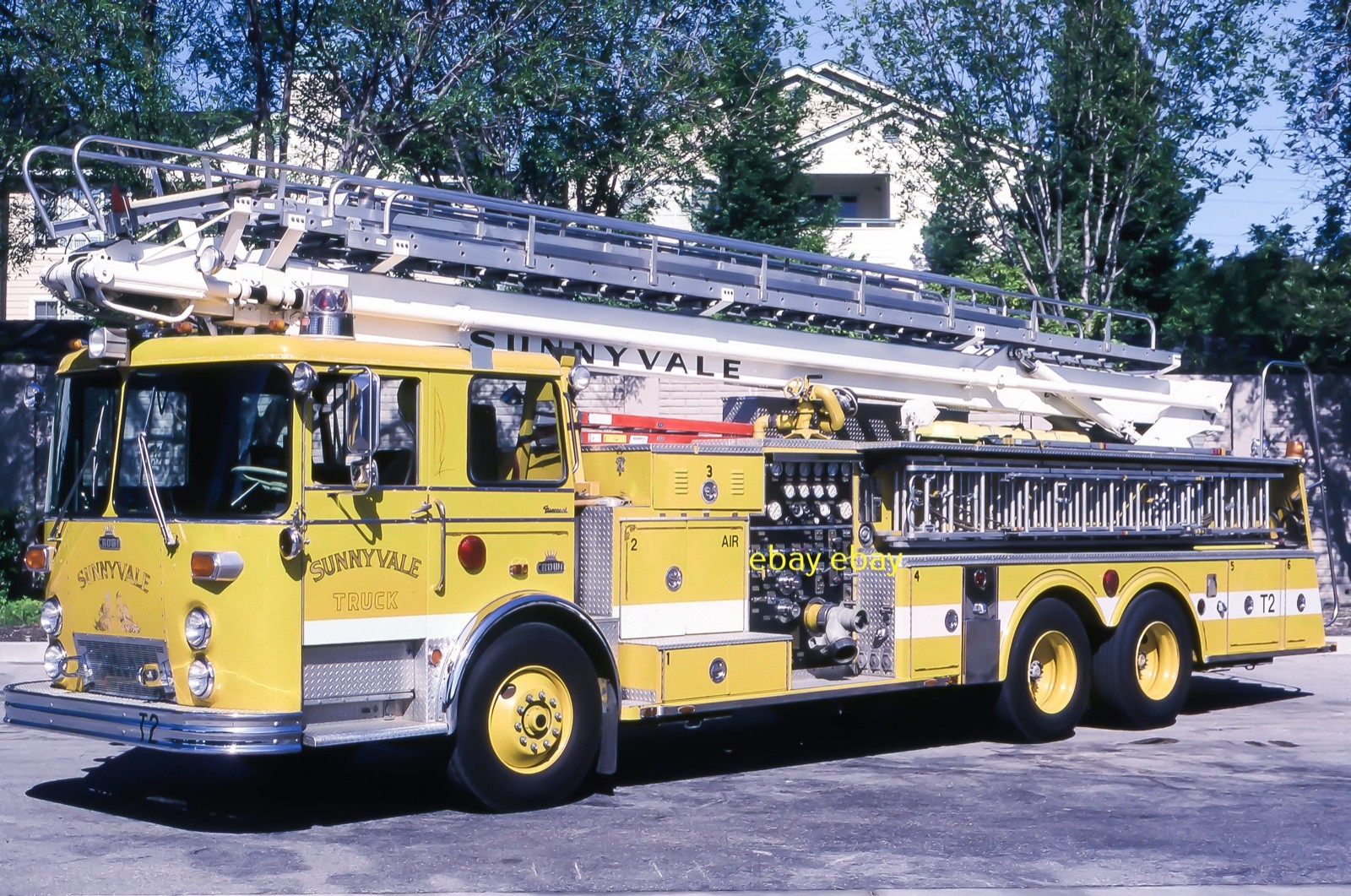 FIRE APPARATUS SLIDE SUNNYVALE CA 1980 75' CROWN/PIERCE/SNORKEL ...