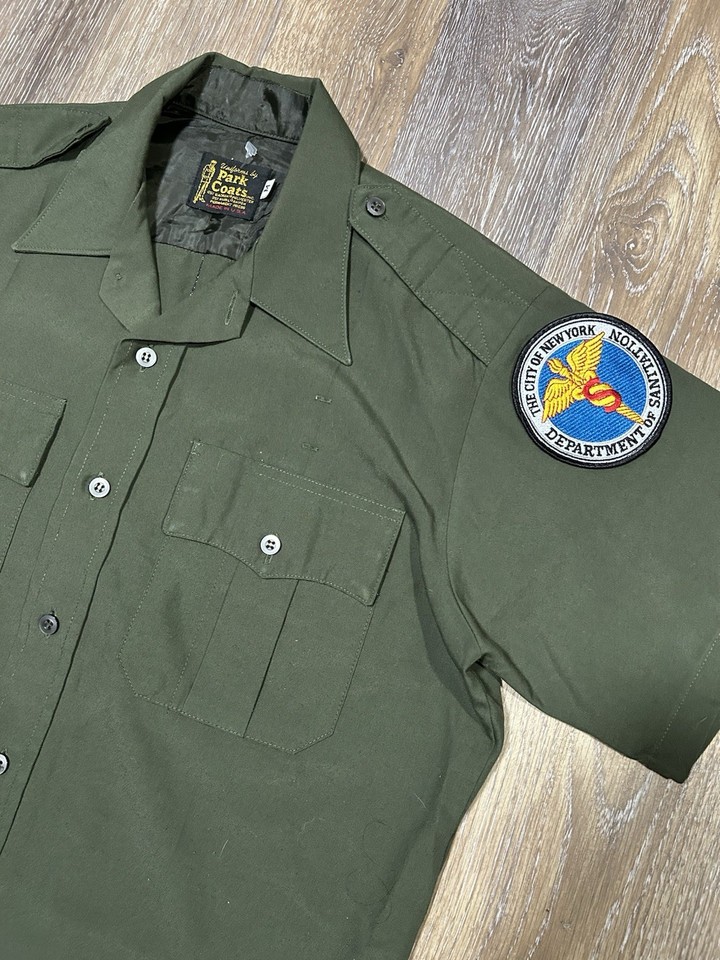 VTG DEPARTMENT OF SANITATION NEW YORK UNIFORM SHIRT VINTAGE MENS MEDIUM ...