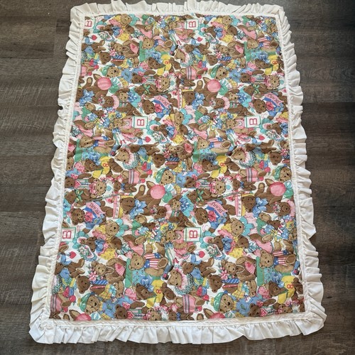 Vintage Teddy Bear Baby Quilt Crib Bedding Blanket Sweetcore Baby Gift ...