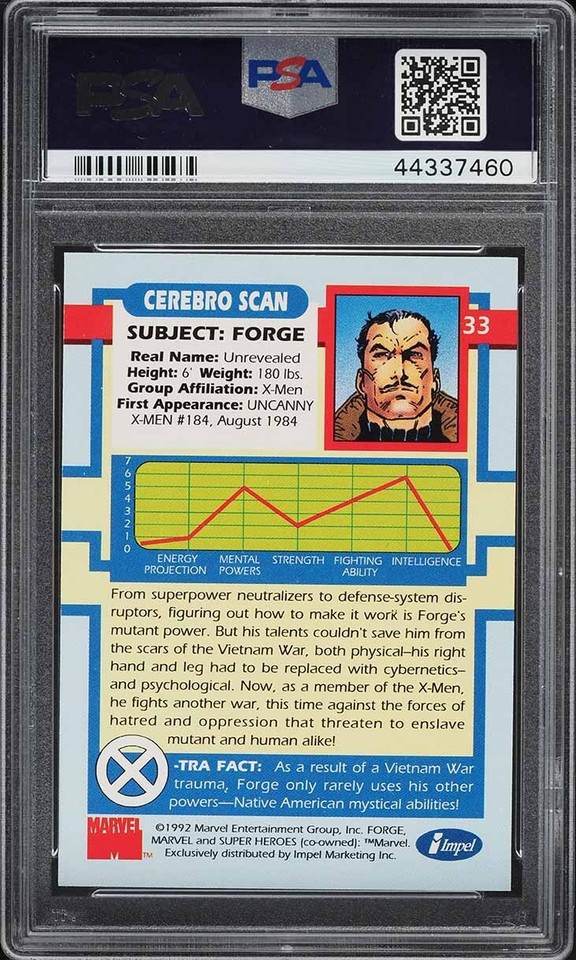 1992 IMPEL MARVEL UNCANNY X-MEN 97 MOVIE COMICS SP FORGE #33 PSA 10 GEM ...