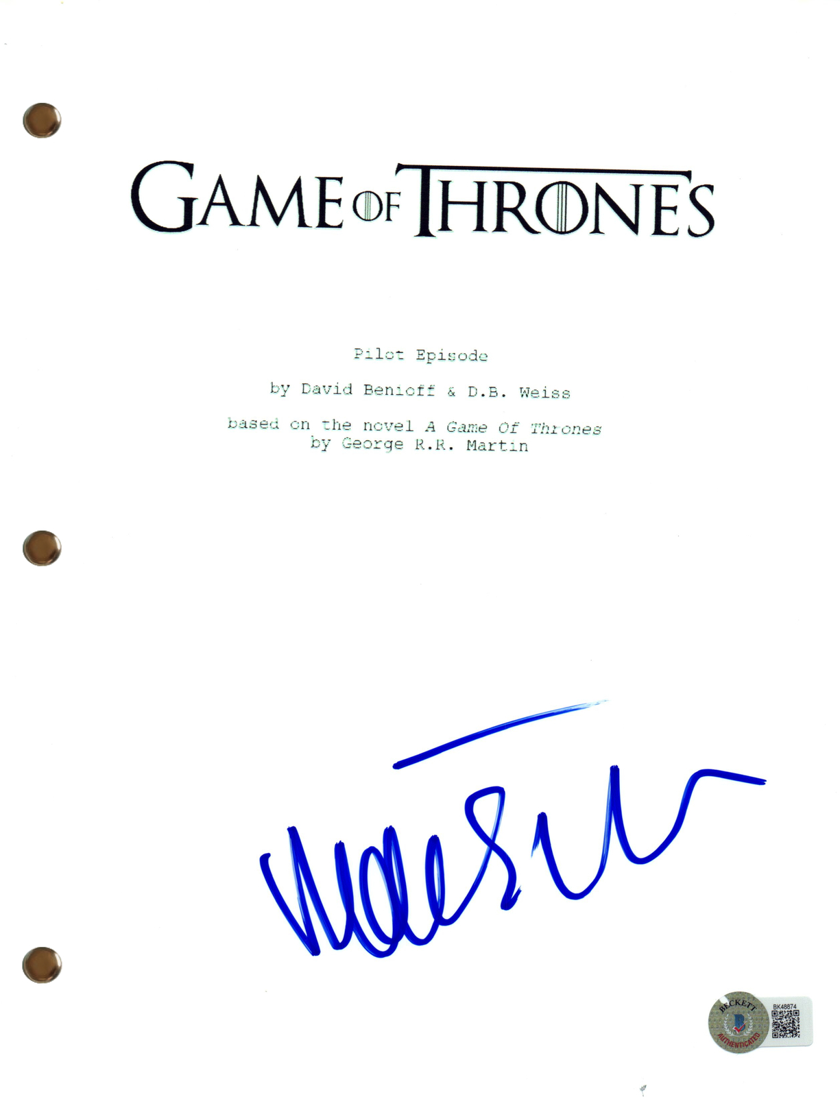 Maisie Williams Signed Autograph Game of Thrones Full Pilot Script ...