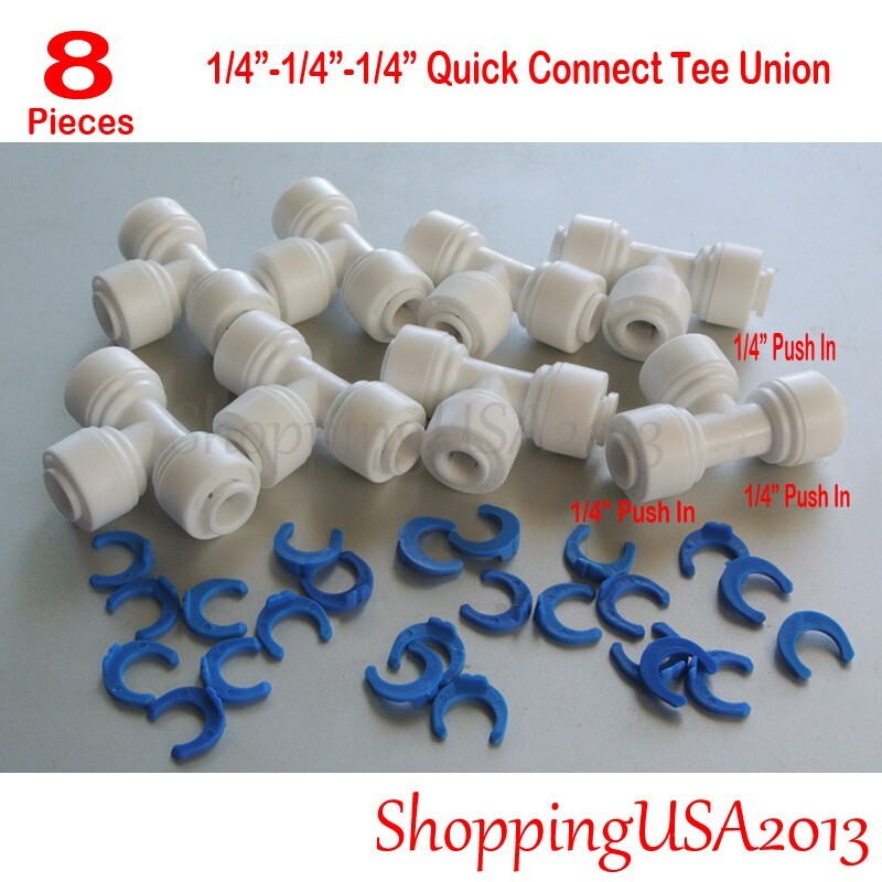 8 Pcs Quick Connect Tee Union Fitting 1/4" Push In Connector Water ...