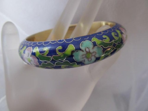 Vintage Cloisonne Chinese Enamel Hand Painted Etched Bangle Bracelet | eBay
