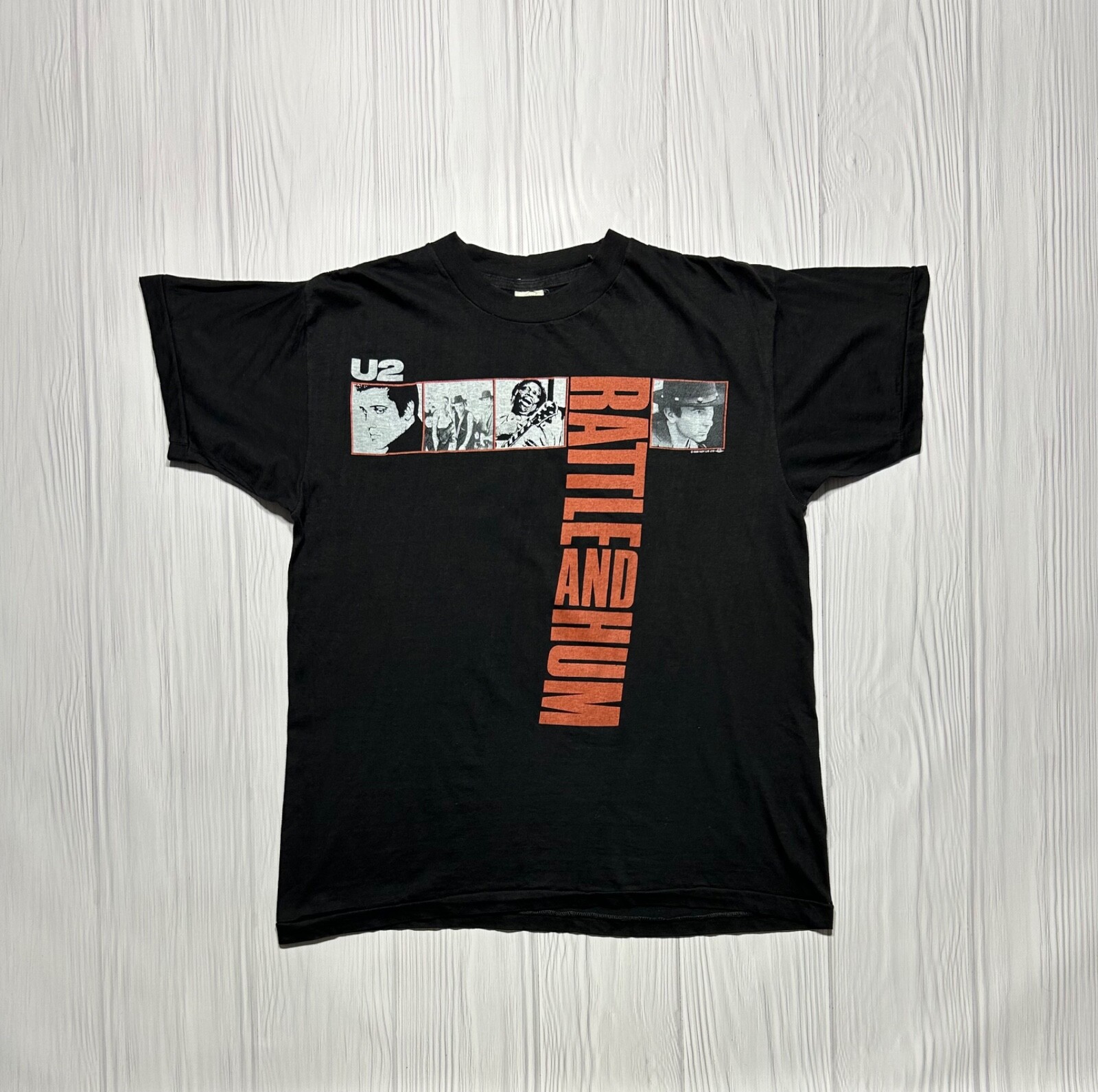 Rare Vintage 1988 U2 Rattle And Hum T-Shirt Rock Band - Gem