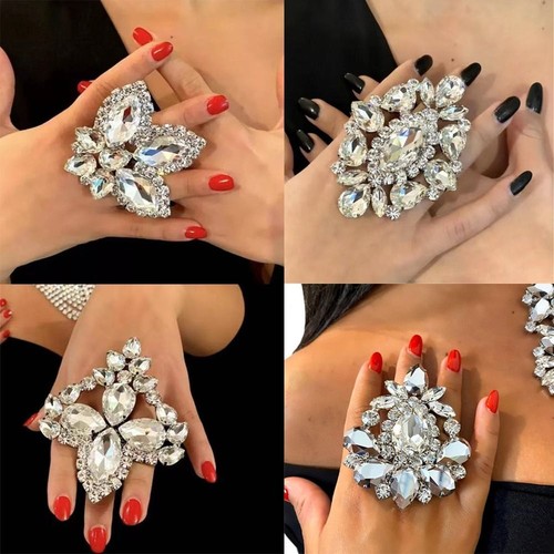 Rhinestone Open Rings Crystal Finger Ring Wedding Anniversary Party ...