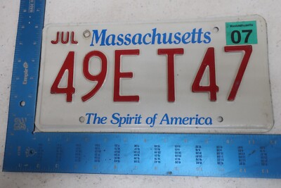 Massachusetts License Plate Tag 2007 07 MA Natural Sticker 49E T47 | eBay
