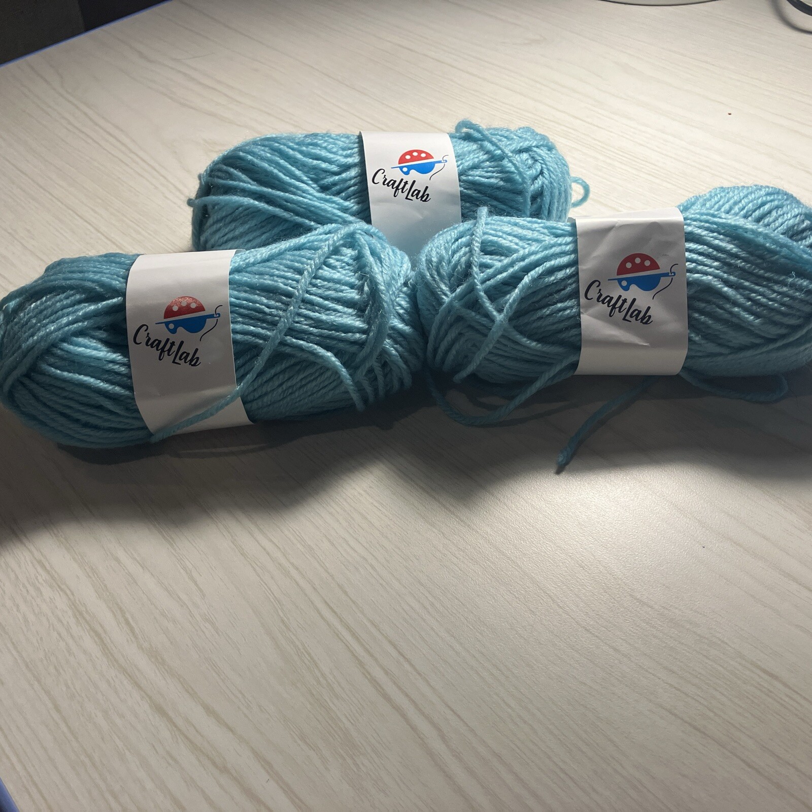3 Balls of Craft-Lab Quality Light Blue/Cyan Yarn - Unused, Great ...