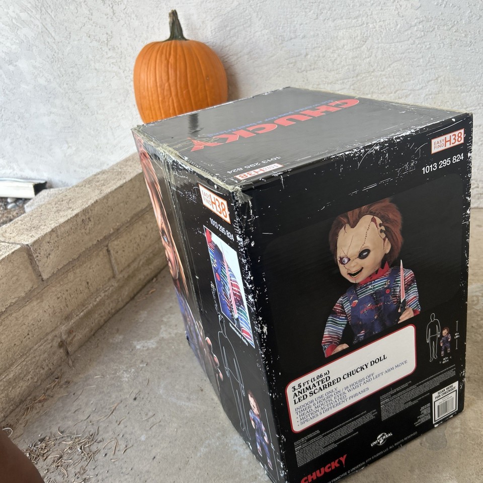 3.5 ft. Animated LED Scarred Chucky Doll Halloween Animatronic Scary ...