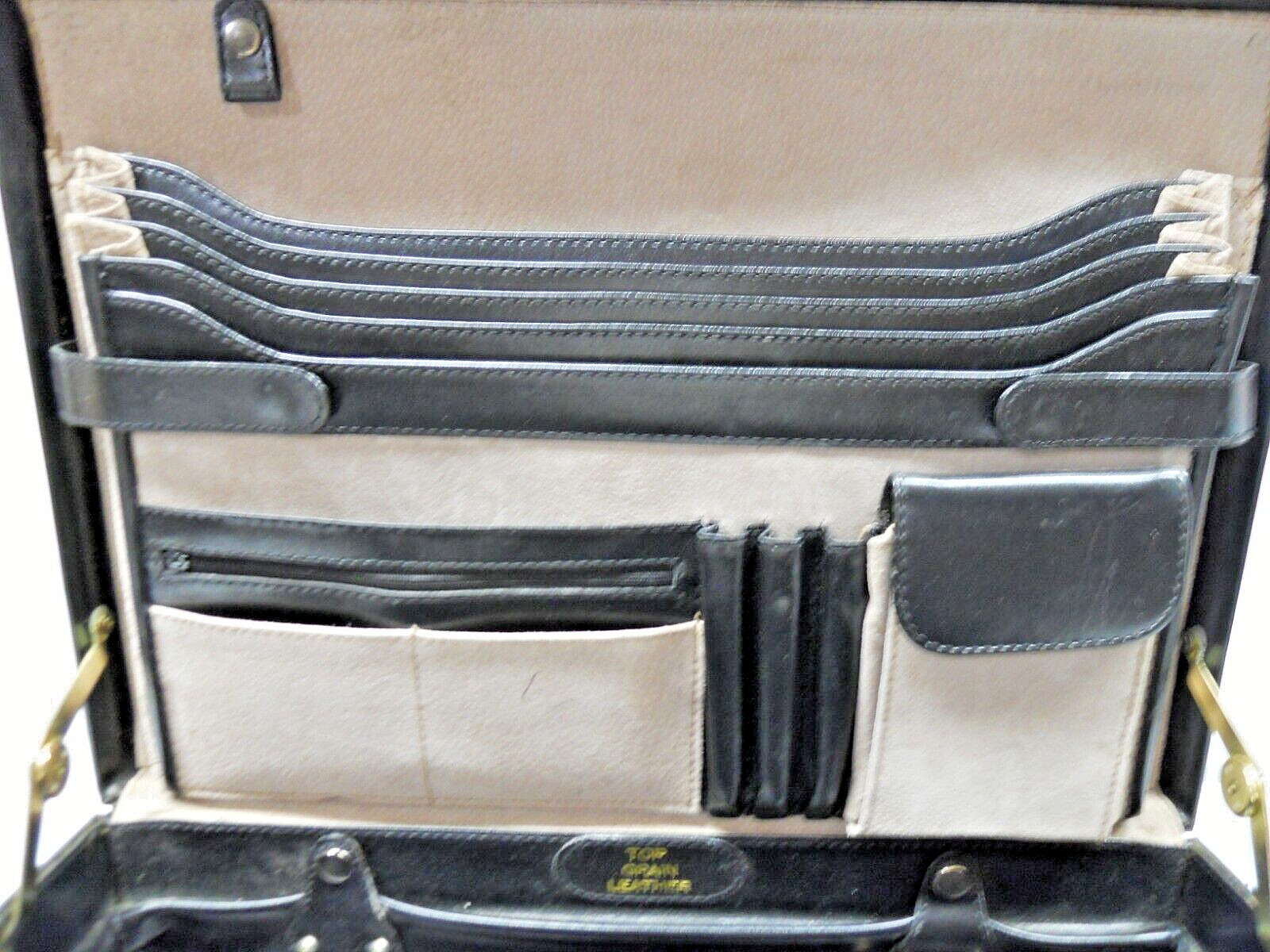 Genuine Top Grain Leather Briefcase Dual Lock Hard Bl… - Gem