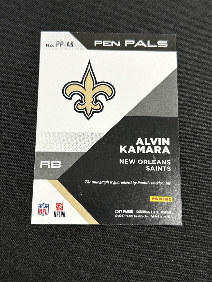 Alvin Kamara Rookie Auto 2017 Panini Elite Pen Pals #AK On Card ...