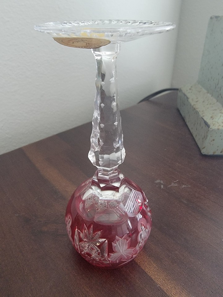 Cranberry Red CORDIAL 5" CUT TO CLEAR CRYSTAL BOHEMIAN Hungary | eBay