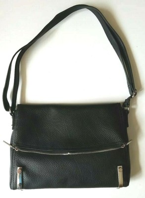 Metaphor Fold Over Zip Closure Black Adjustable Shoulder Strap Purse ...