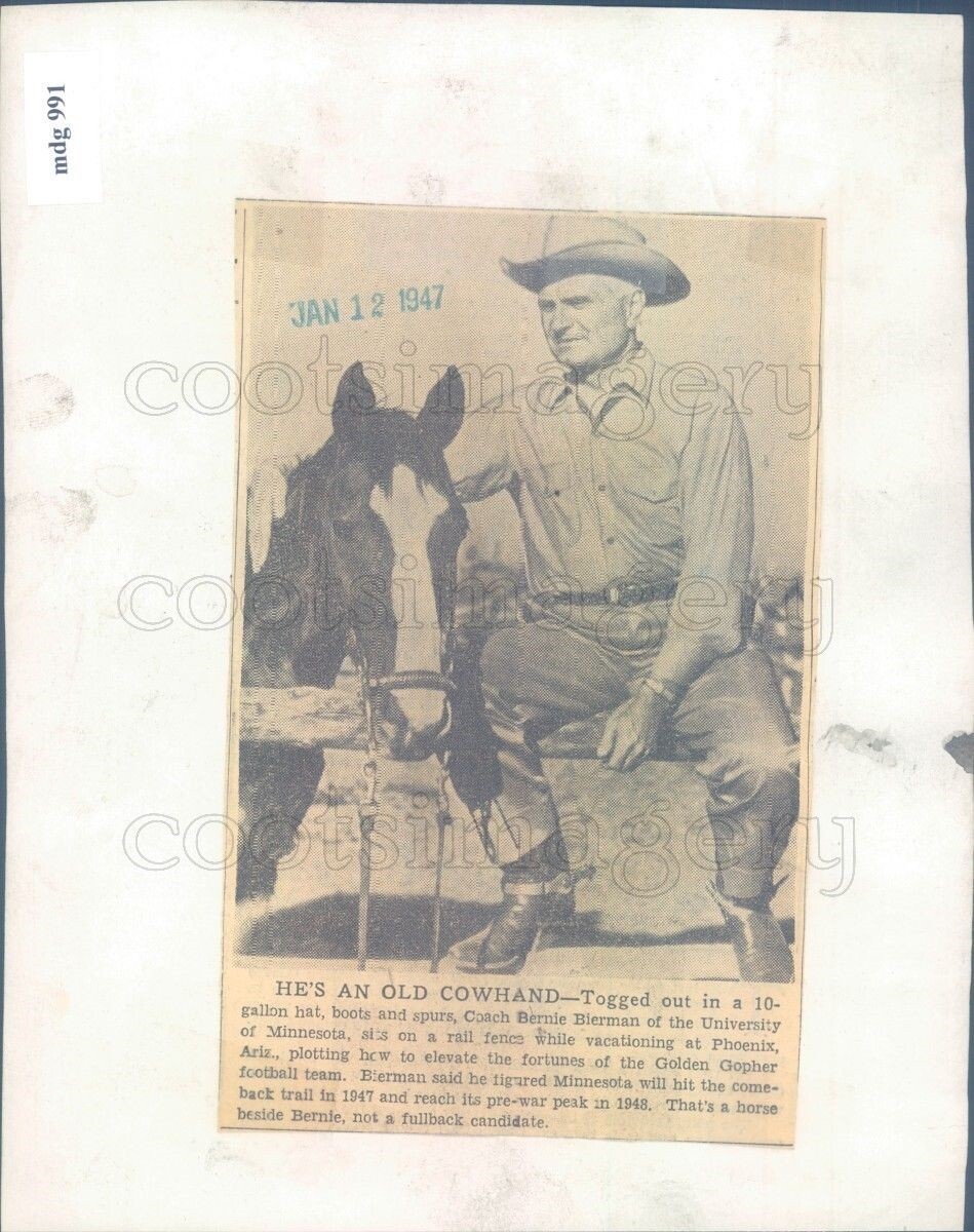 1947 Press Photo Univ of Minnesota Football Coach Bernie Bierman With ...