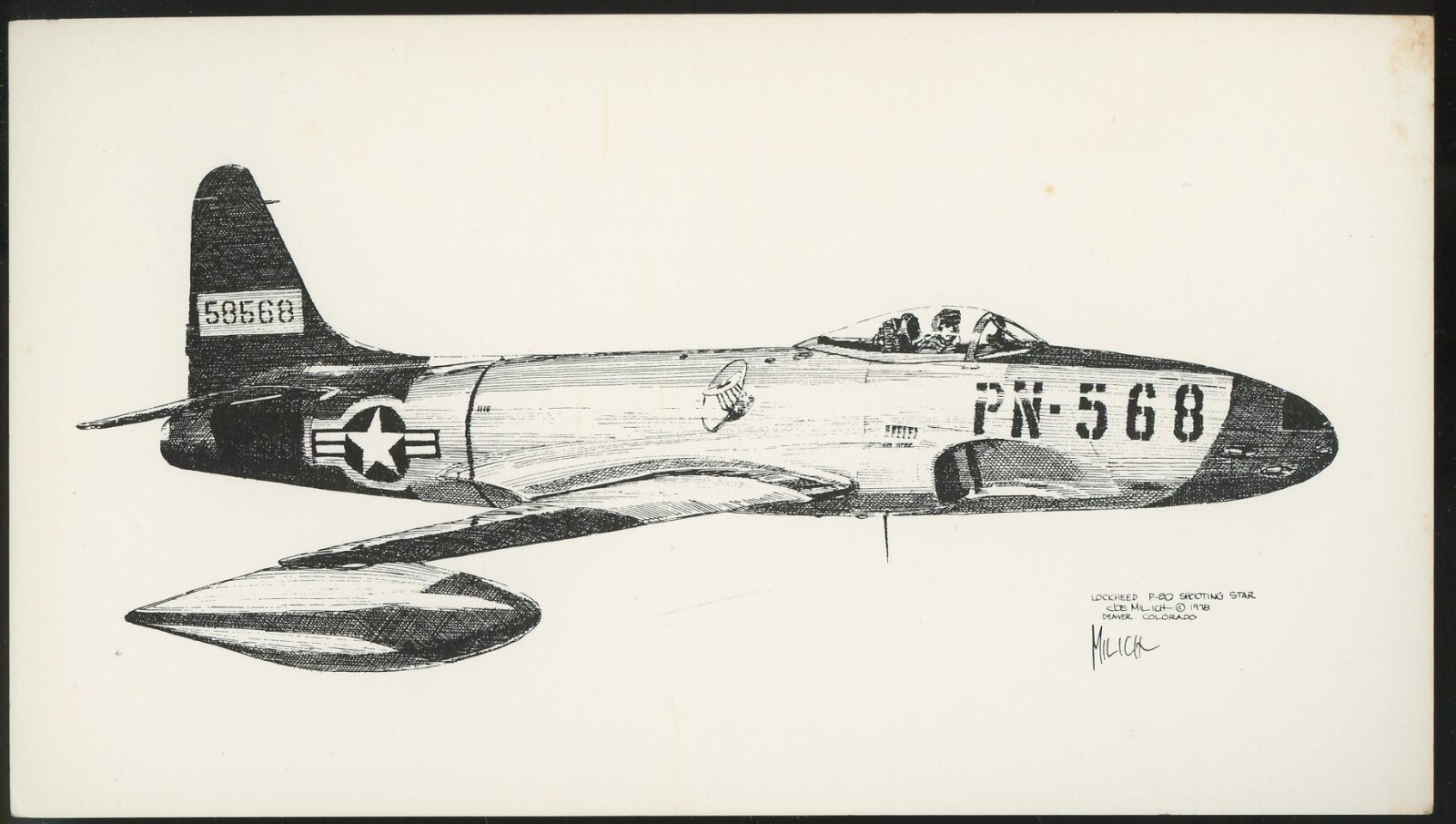 P-80 SHOOTING STAR Warbird Collection Joe Milich Postcard USAF – สถานี ...
