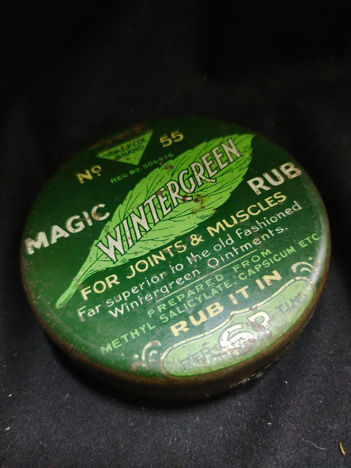 Wintergreen magic rub apothecary vintage tin 1940's?, rare collectable ...