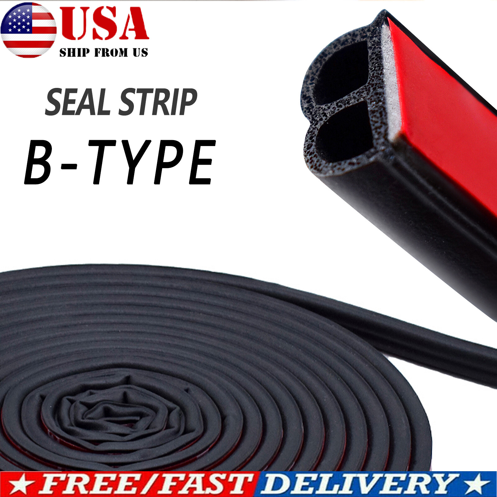 16ft Car Door Weatherstrip Bonnet Edge Moulding Trim B Shape Rubber ...